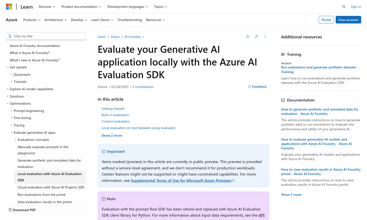 Microsoft | Azure AI Evaluation SDK | Learn