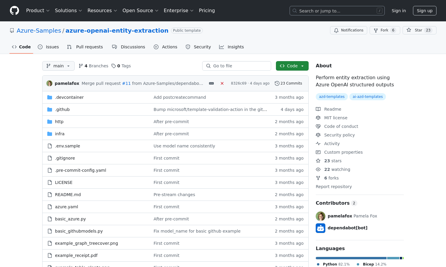 Microsoft | Entity extraction with Azure OpenAI | Repo