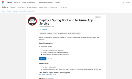 Microsoft | Deploy a Spring Boot app to Azure App Service Opens in a new window