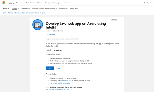 Microsoft | Develop Java web app on Azure using IntelliJ Opens in a new window