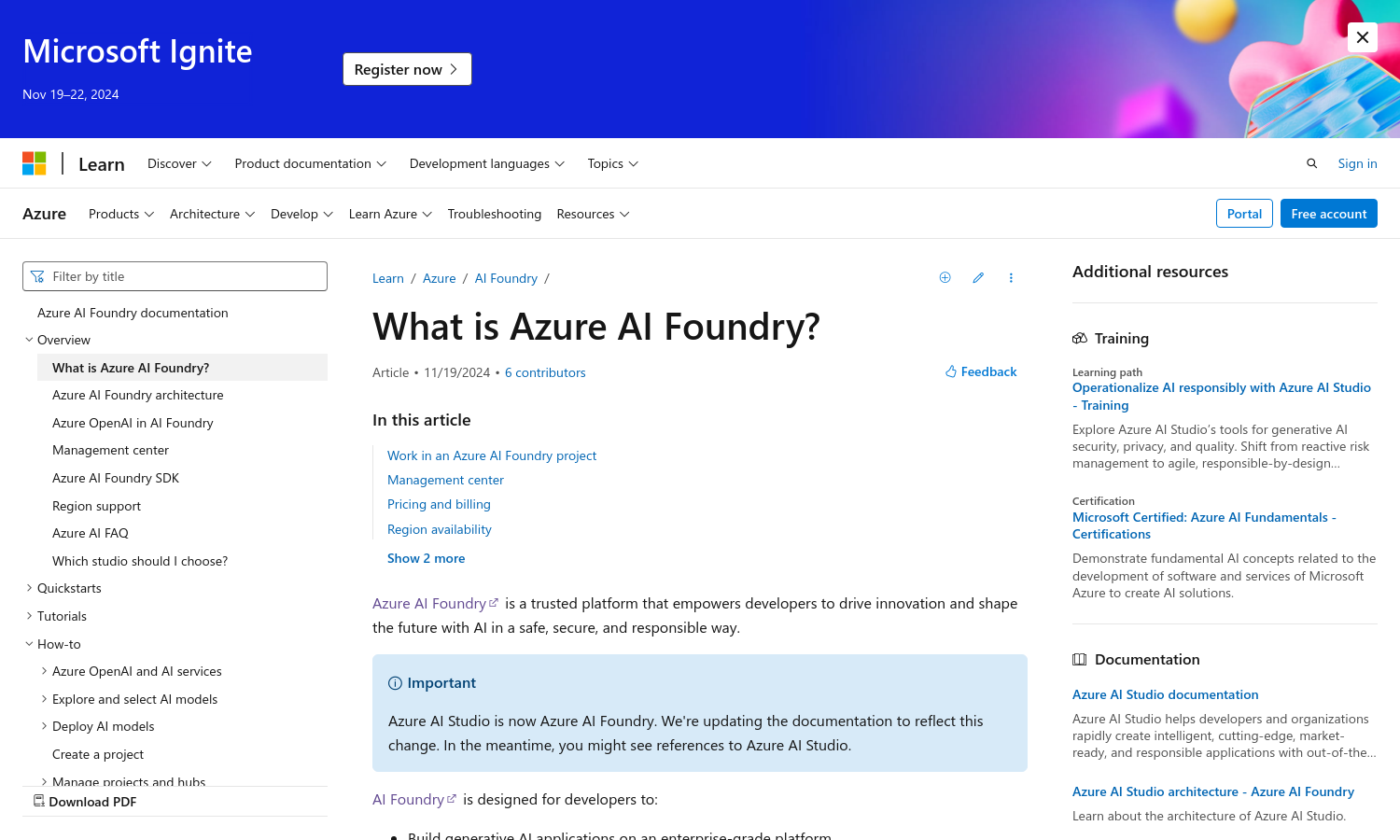 Microsoft | Azure AI Foundry| Overview